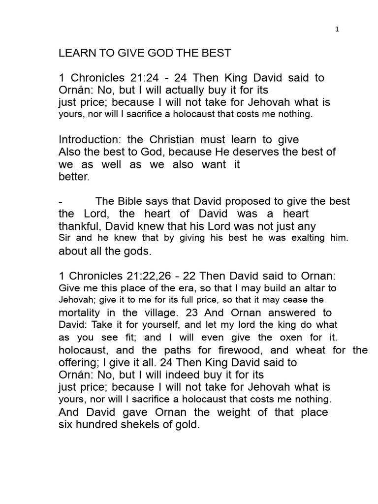 Learn To Give God The Best | PDF | Cain And Abel