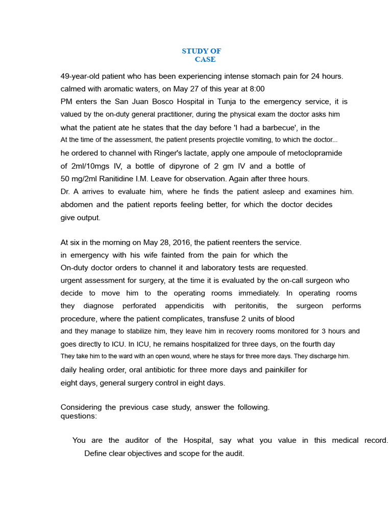Case Study Audit in Health | PDF | Audit | Medicine