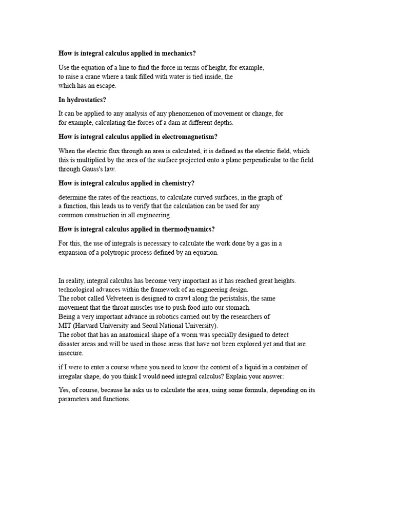 Integral Calculus Applications in Engineering | PDF