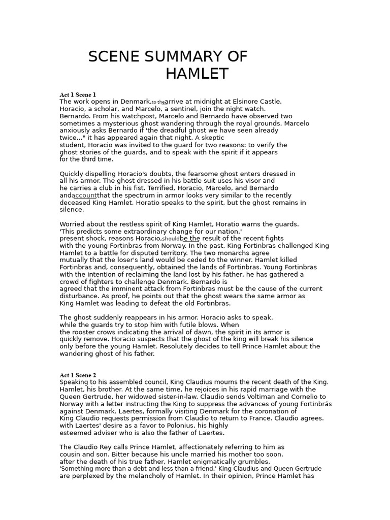Summary by Scenes of Hamlet | PDF | Hamlet