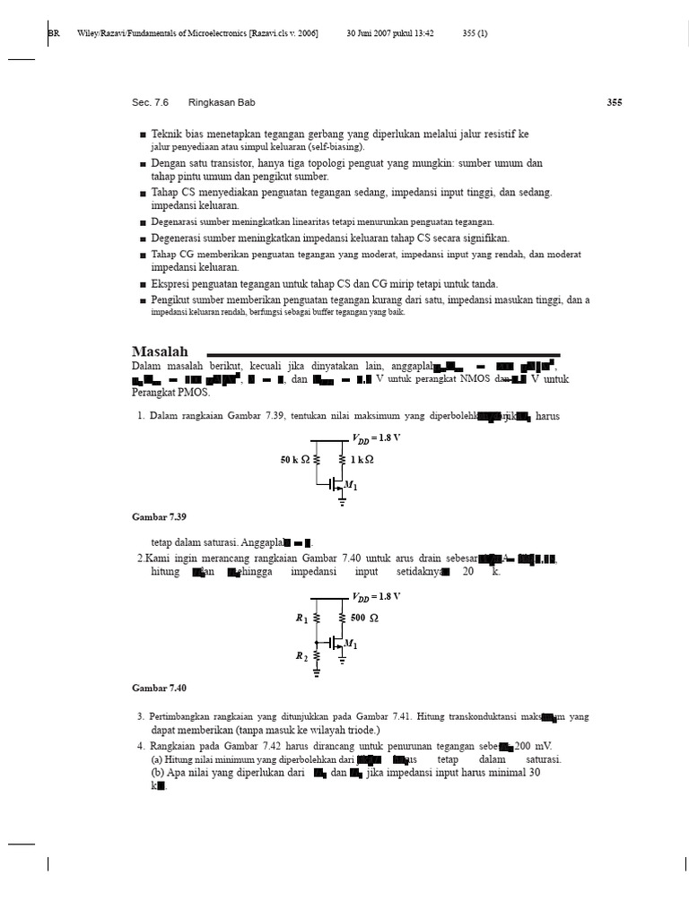 CMOS Penguat - Masalah PDF | PDF