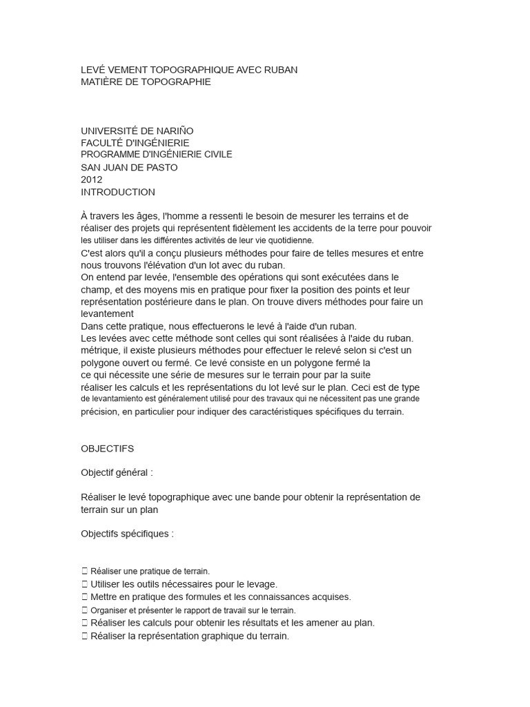 Levé topographique avec ruban métrique | PDF | Topographie | Polygone