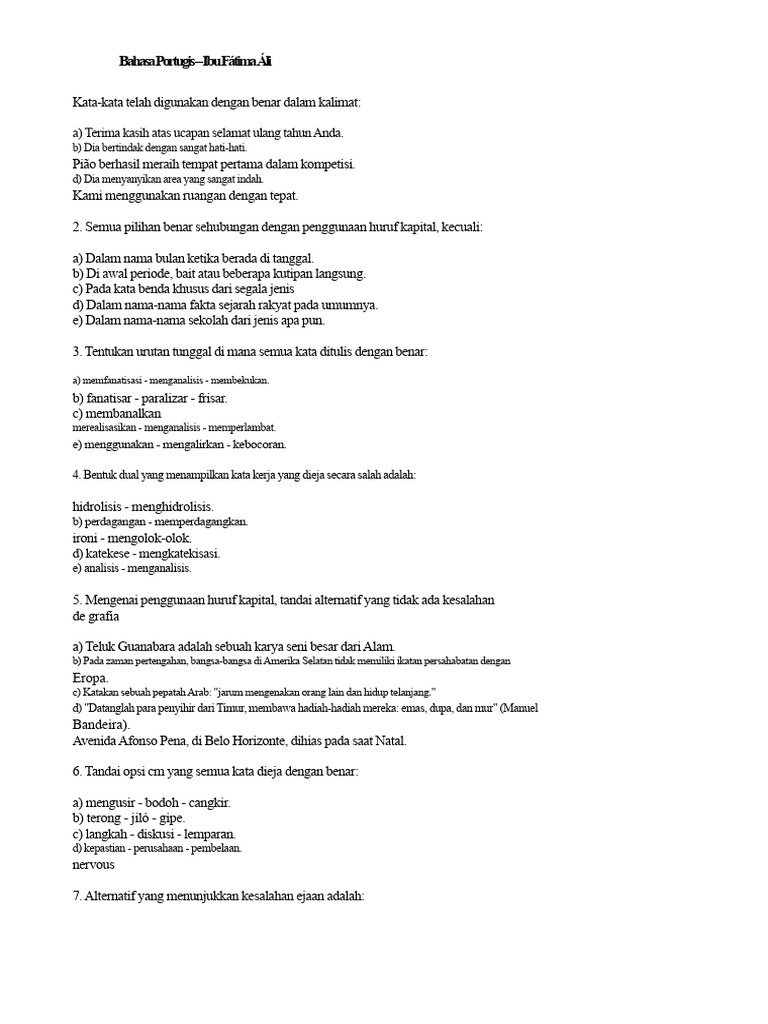 Latihan Ejaan Dengan Kunci Jawaban | PDF