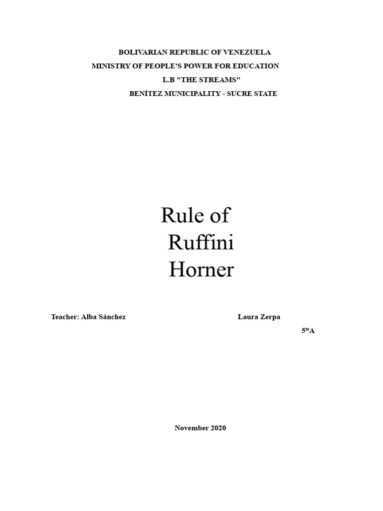 Ruffini-Horner Polynomial Division Method | PDF | Factorization ...