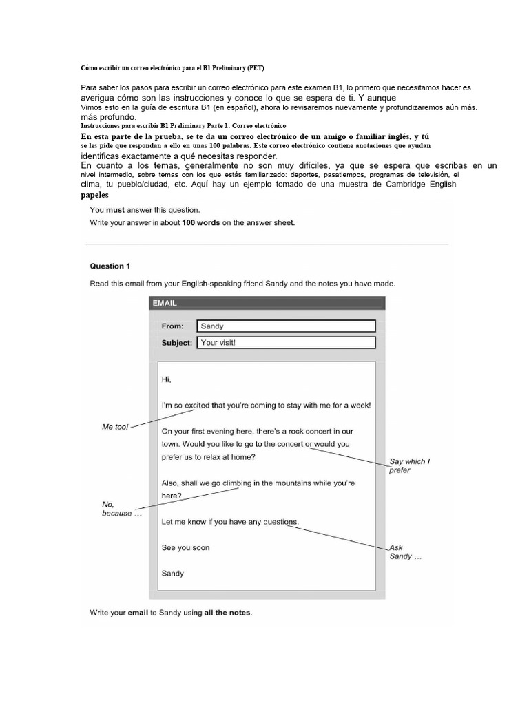 Cómo Escribir Un Correo Electrónico para El B1 Preliminary | PDF