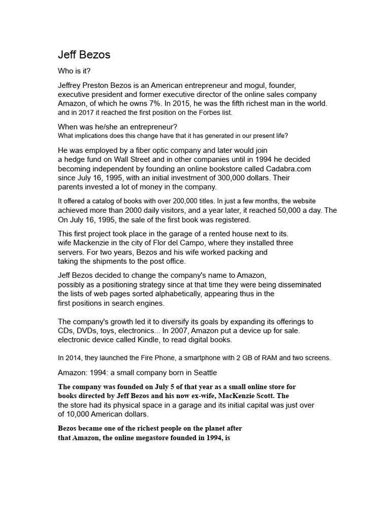 Jeff Bezos | PDF | Mobile Computers | Consumer Electronics
