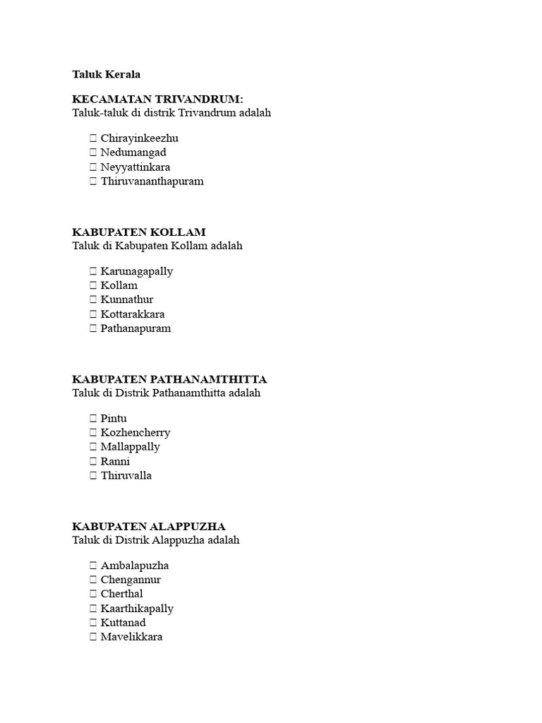 Taluk Kerala | PDF