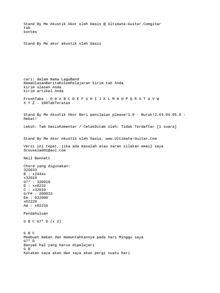 Akor Akustik Stand By Me Oasis | PDF
