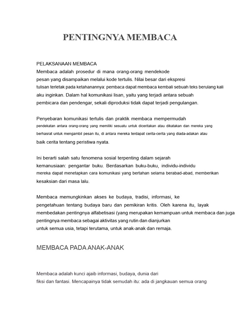 Pentingnya Membaca | PDF