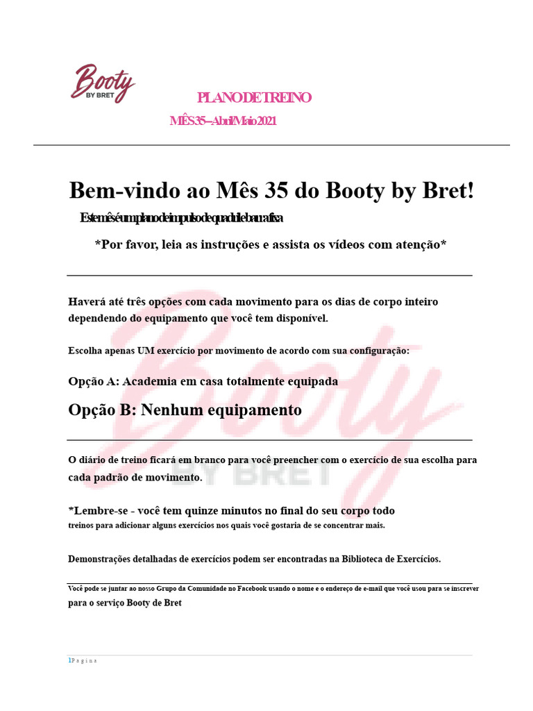 Plano de Treino do Mês 35 do BBB | PDF | Sistema Locomotor