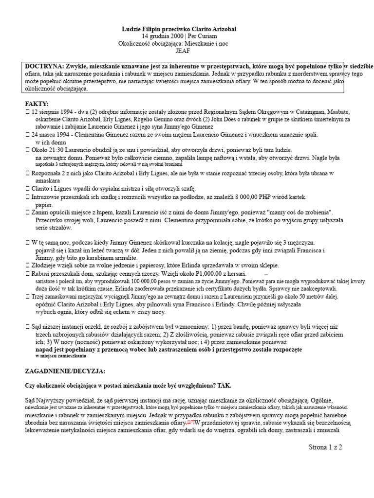 Ludzie Przeciwko Arizobal. Streszczenie | PDF
