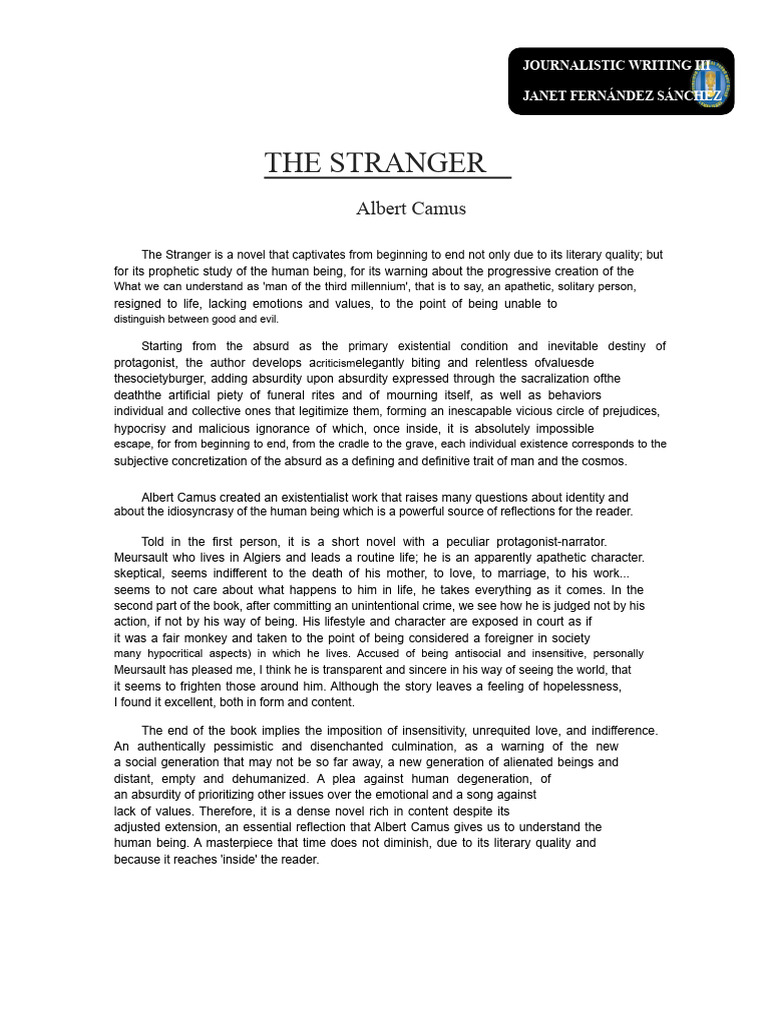 The Stranger | PDF | Albert Camus
