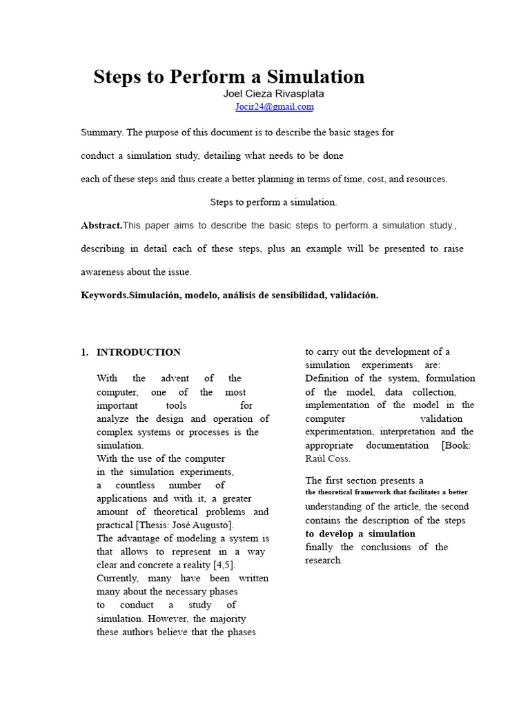 Steps for Effective Simulation Studies | PDF | Conceptual Model ...