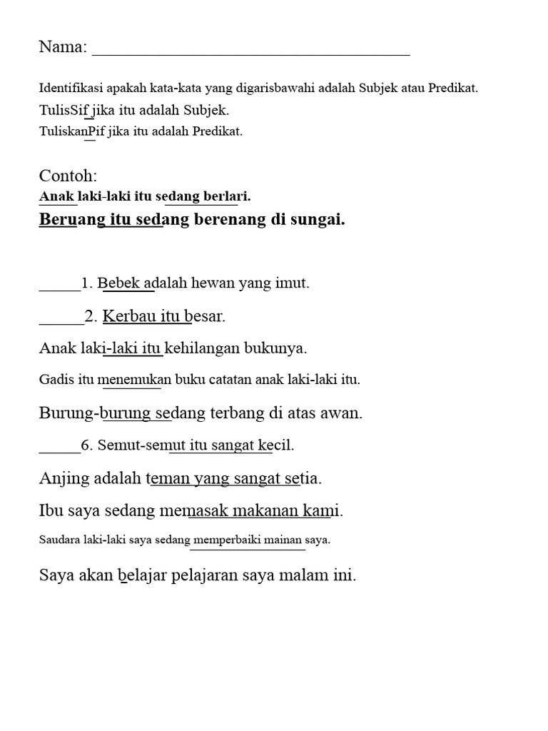 Subjek Dan Predikat | PDF