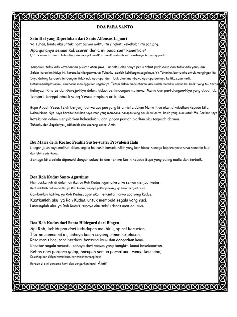 Doa Para Santo untuk Ketenangan Jiwa | PDF