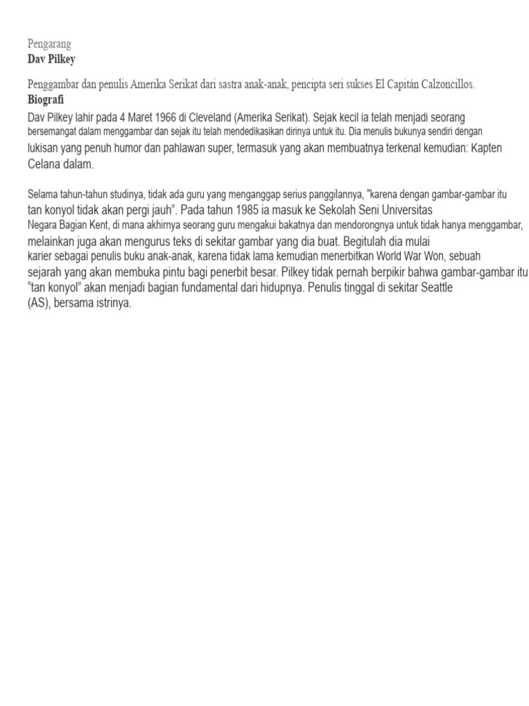 Biografi Dav Pilkey | PDF