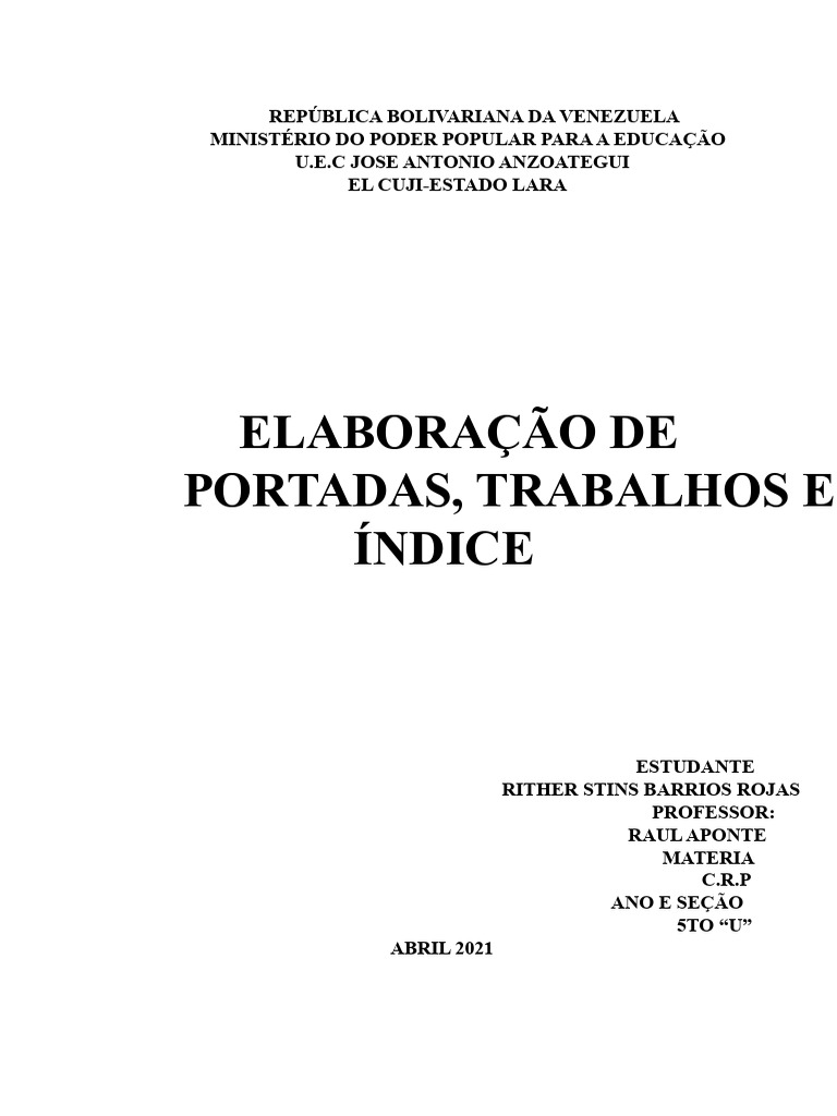 Elaboração de Capas | PDF | Abstract (resumo)
