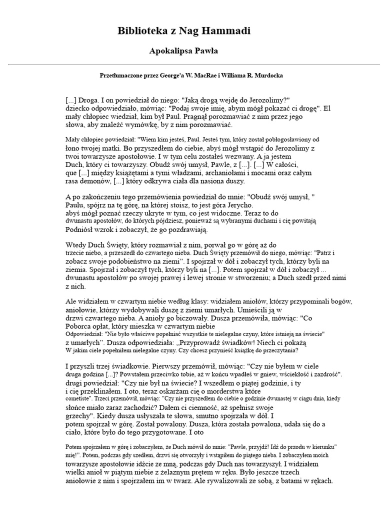 Apokalipsa Koptów Pawła - Biblioteka Nag Hammadi | PDF