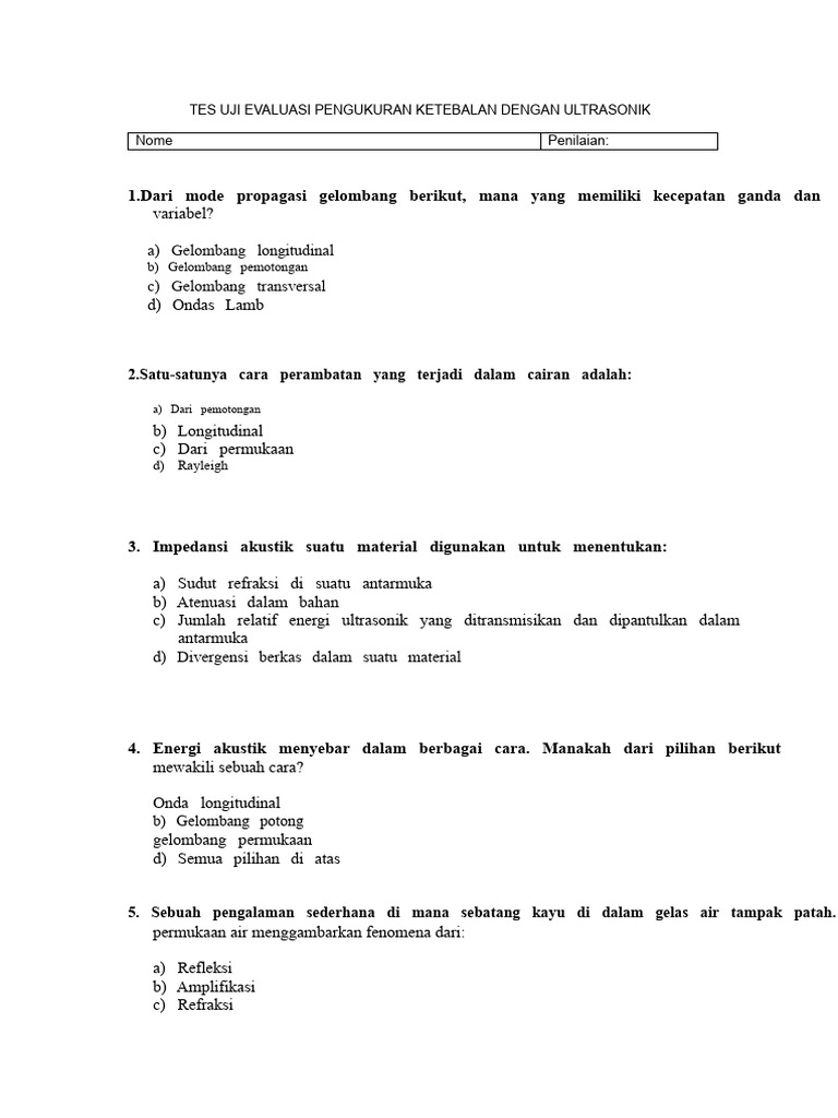 Evaluasi Pengukuran Ketebalan Ultrasonik | PDF