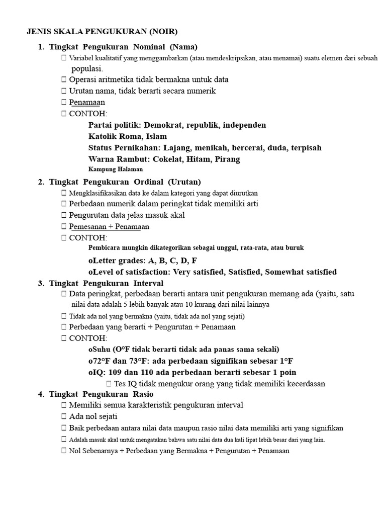 Jenis Skala Pengukuran NOIR dalam Statistik | PDF