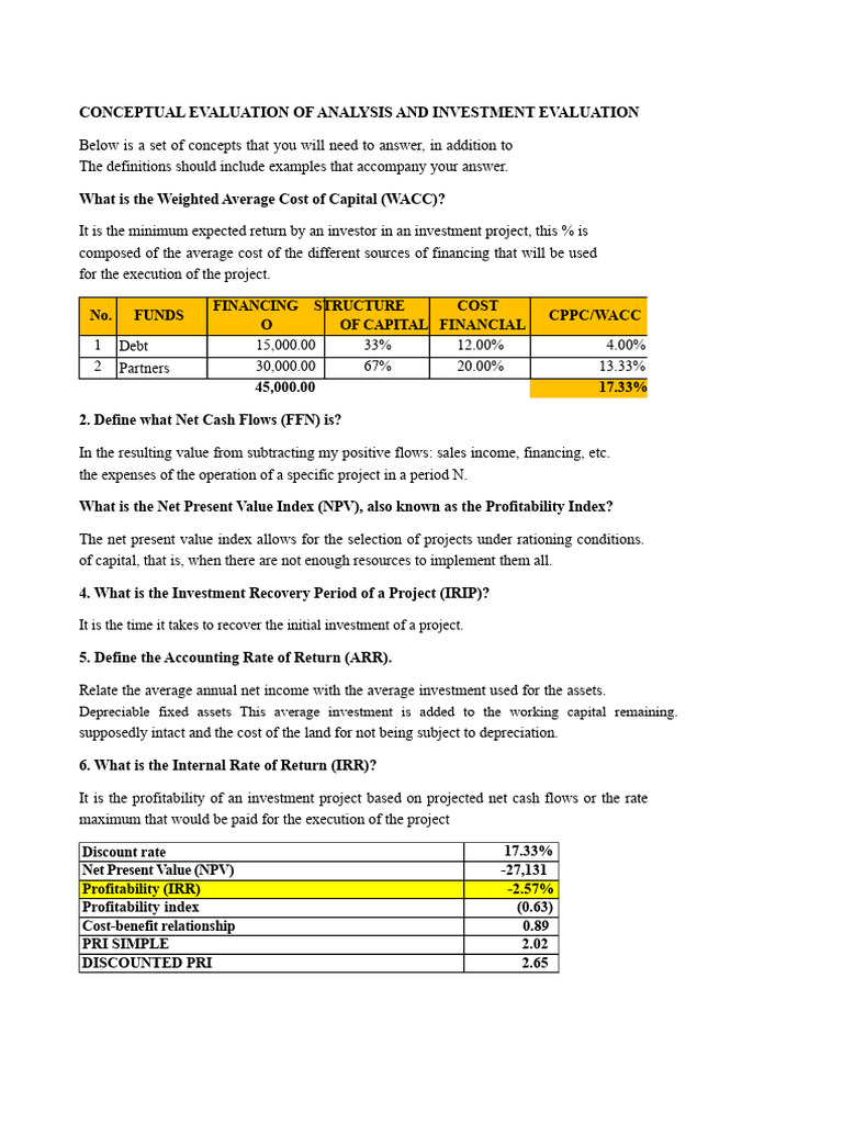 Investment Evaluation Concepts Explained | PDF | Net Present Value ...