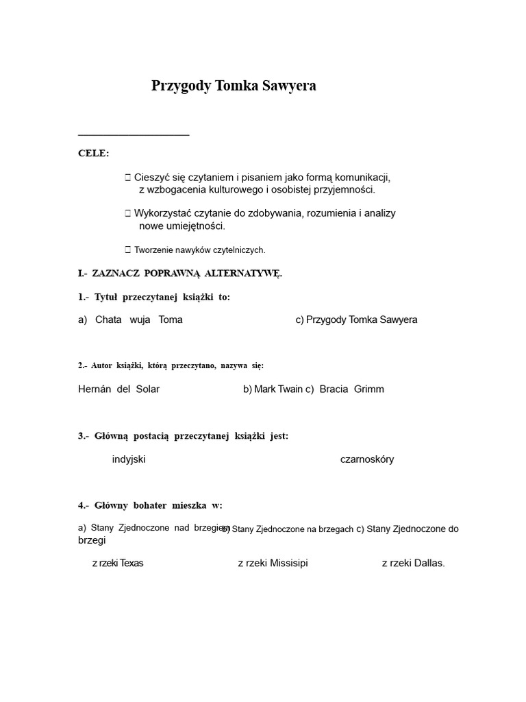 Przygody Tomka Sawyera | PDF