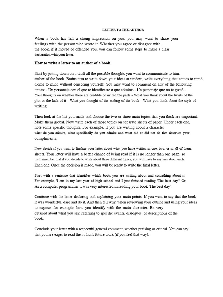 How to Write a Letter to the Author | PDF | Thought | Books