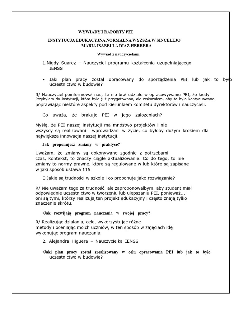 WYWIADY NA TEMAT PEI | PDF