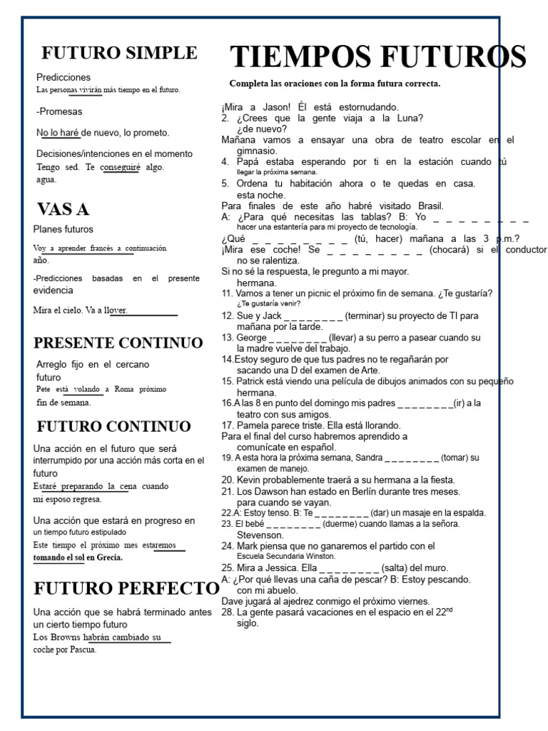 Ejercicios de Futuro Simple en Inglés | PDF
