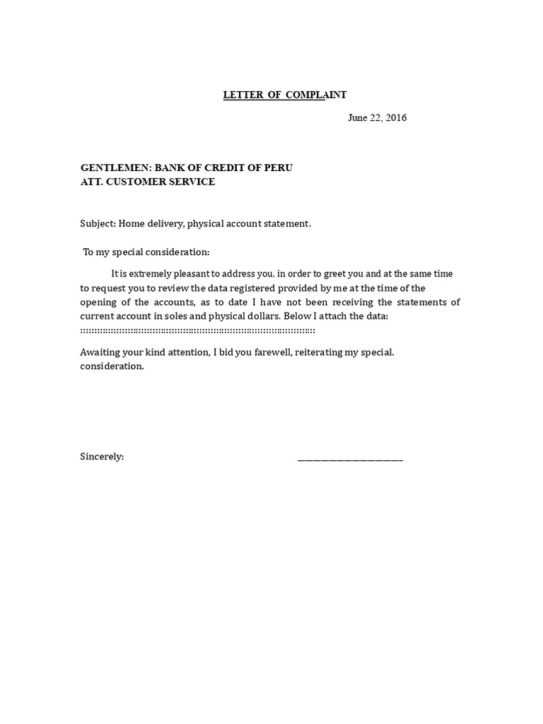 Complaint Letter-Bcp | PDF