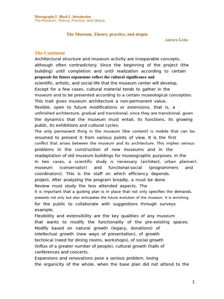 León, Aurora. The Museum. Theory, Praxis, and Utopia (Summary) | PDF ...