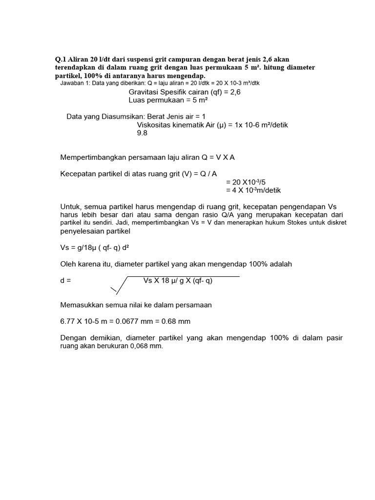 Menghitung Diameter Partikel untuk Sedimentasi | PDF