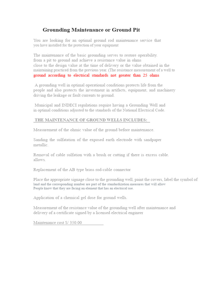 Grounding or Earthing Maintenance | PDF