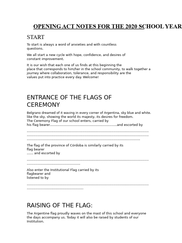 2020 School Year Opening Ceremony Guide | PDF
