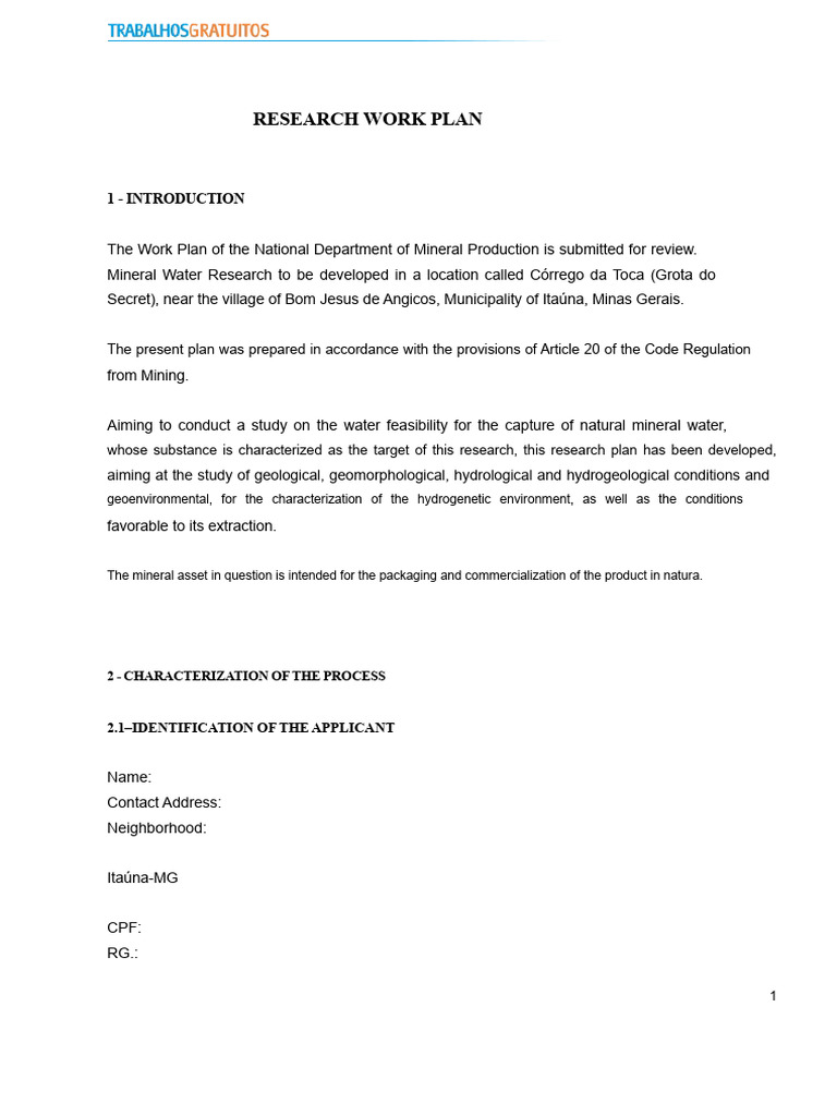 Mineral Water Research Plan 1001652 | PDF | Aquifer | Hydrogeology