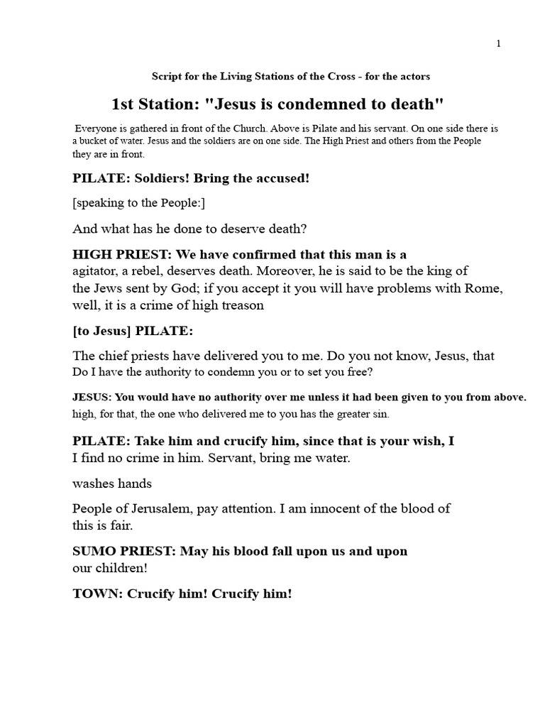 Script For The Living Stations of The Cross Actors | PDF | Pontius ...