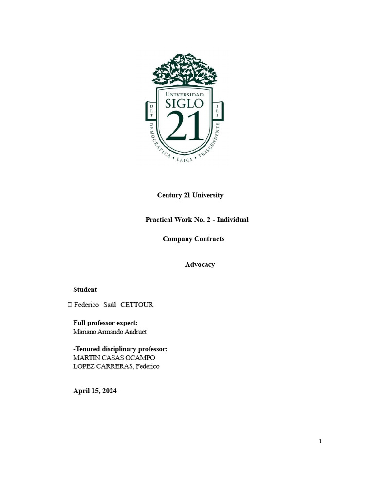 Practical Work No. 2 - Business Contracts | PDF | Trustee | Fiduciary