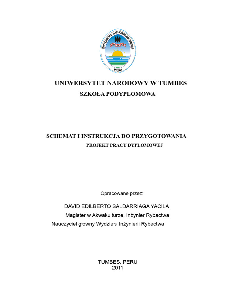 Schemat I Instrukcja Projektu Pracy Dyplomowej. Uniwersytet Narodowy ...