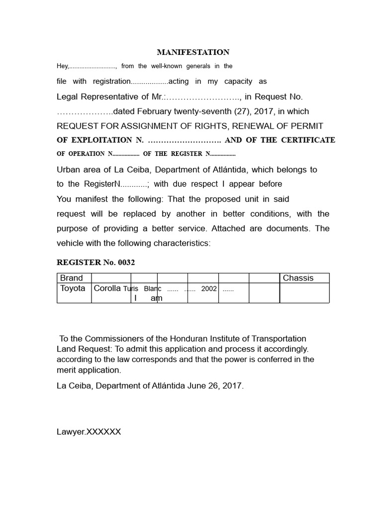Example of Legal Manifestation | PDF