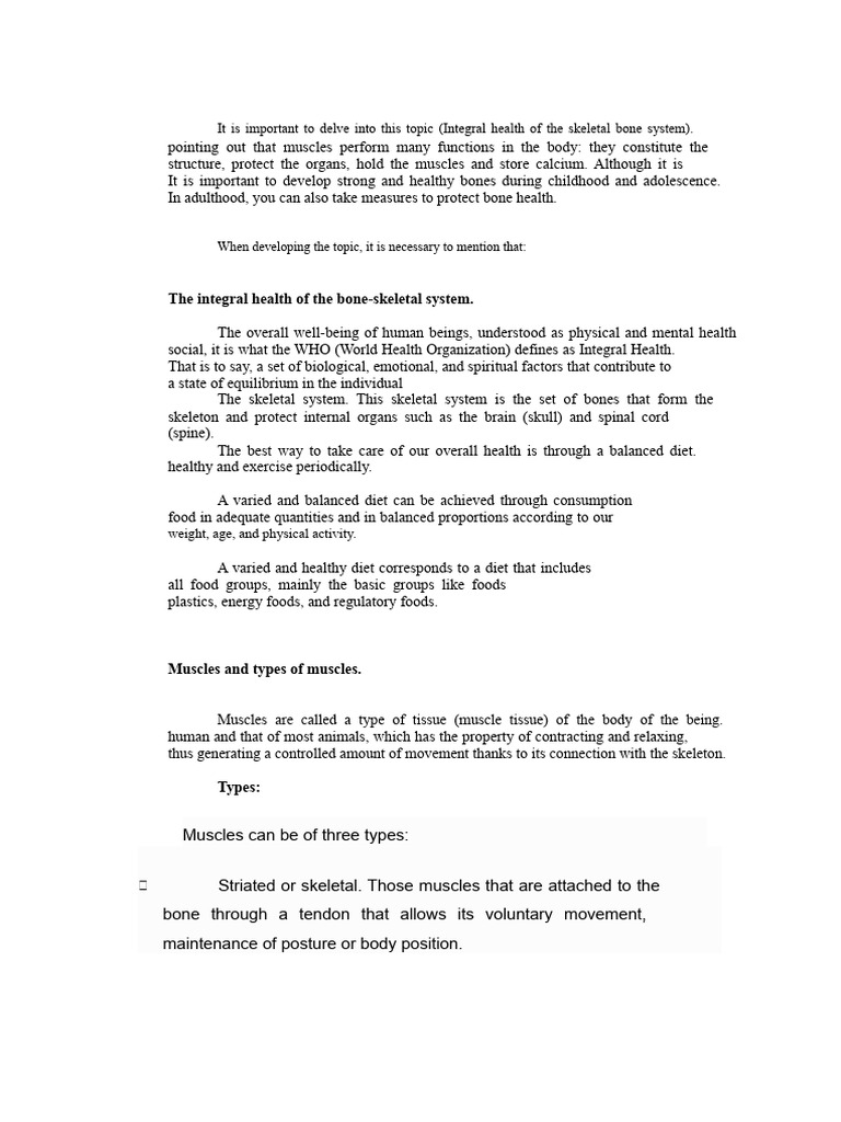 The Integral Health of The Skeletal System | PDF | Muscle | Bone