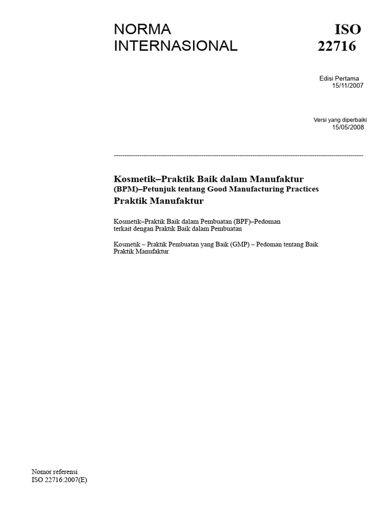 ISO 22716 Bahasa Spanyol | PDF