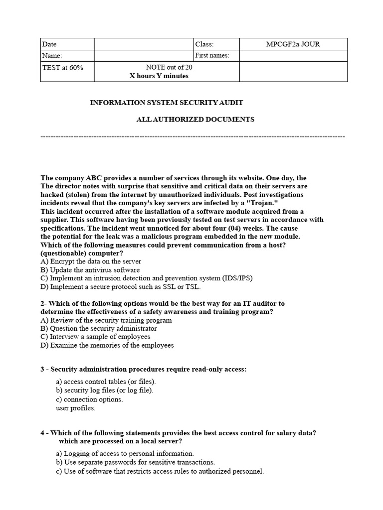 40% and 60% IT SECURITY AUDIT | PDF | Security | Computer Security