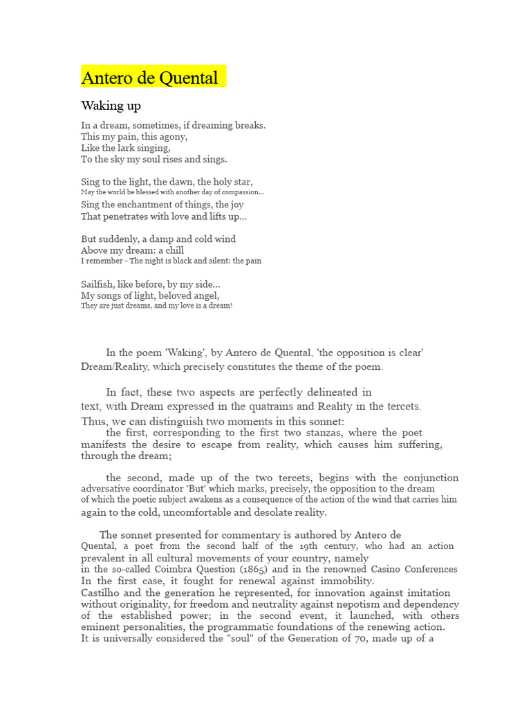 Antero de Quental | PDF | Poetry | Sonnets