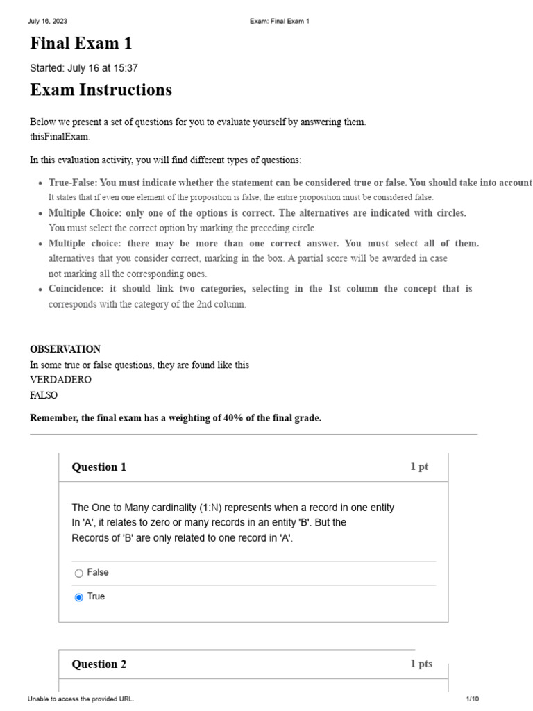 Final Exam 1: Self-Evaluation Questions | PDF | System | Multiple Choice