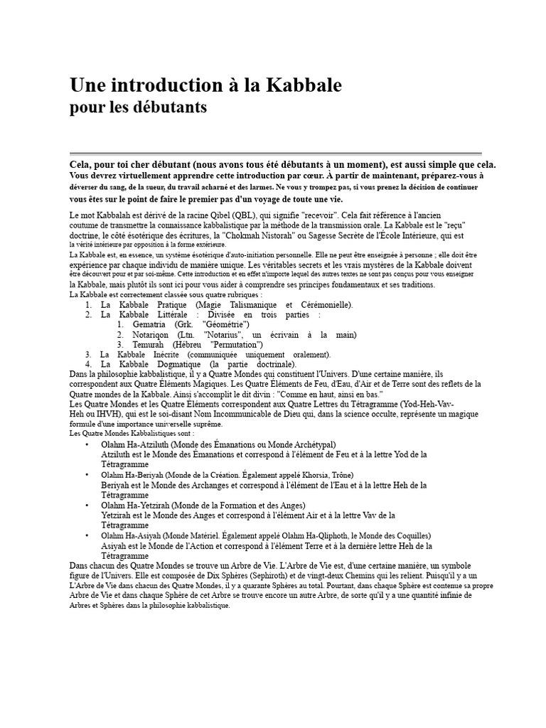 Introduction à la Kabbale pour Débutants | PDF | Kabbale | Sefer HaZohar