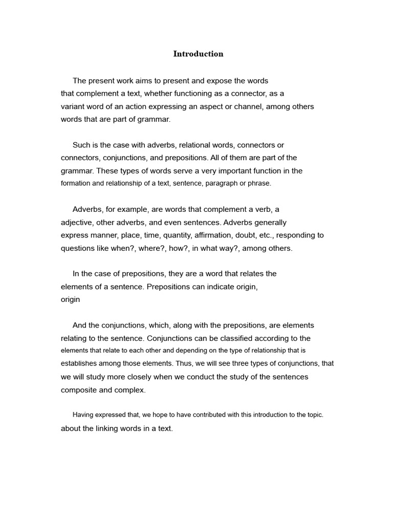 Introduction (Adverbs, Connectors, Relational Words, Conjunctions, and ...