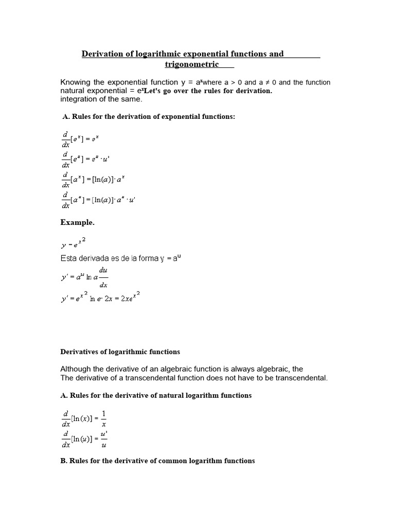 Derivatives of Exponential and Trigonometric Functions | PDF ...