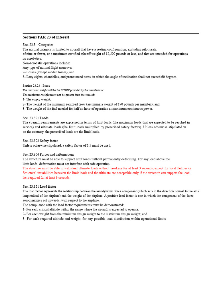 Far 23 | PDF | Structural Load | Aircraft