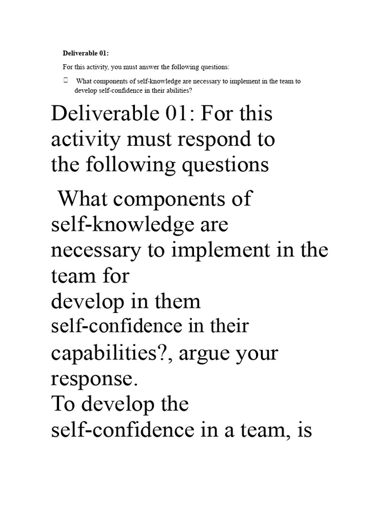 Building Team Self-Confidence Through Self-Knowledge | PDF | Knowledge ...