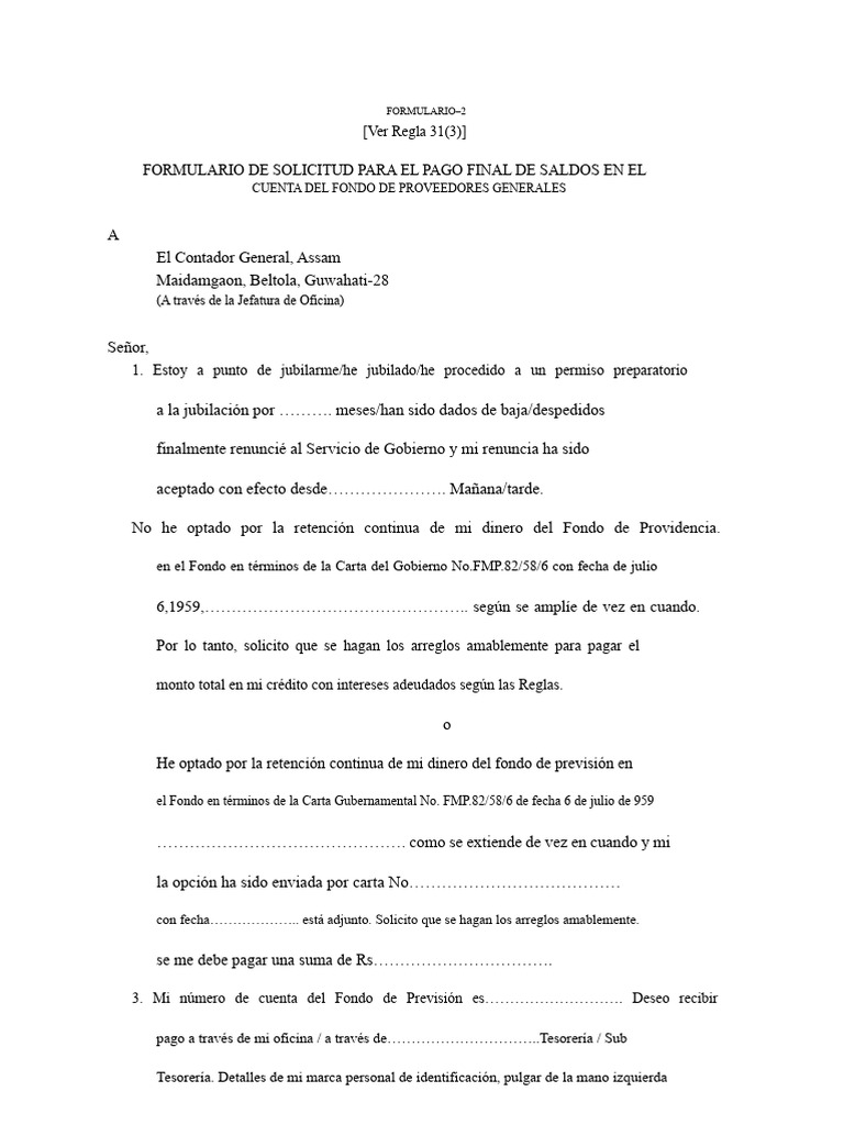 Formulario 2 GPF Retiro Final No Gazetado | PDF | Jubilación